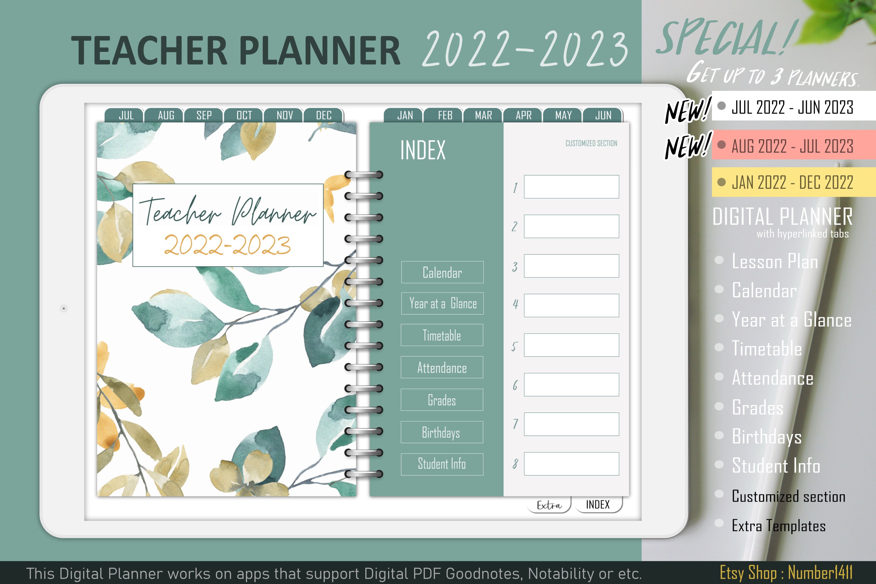 Teacher Digital Planner Teacher Planner 2022-2023 - Etsy