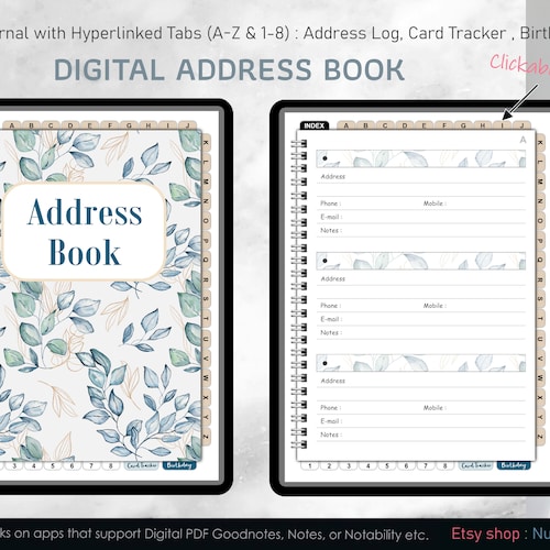 Address Book Digital Notebook With Tabs Goodnotes Phone - Etsy