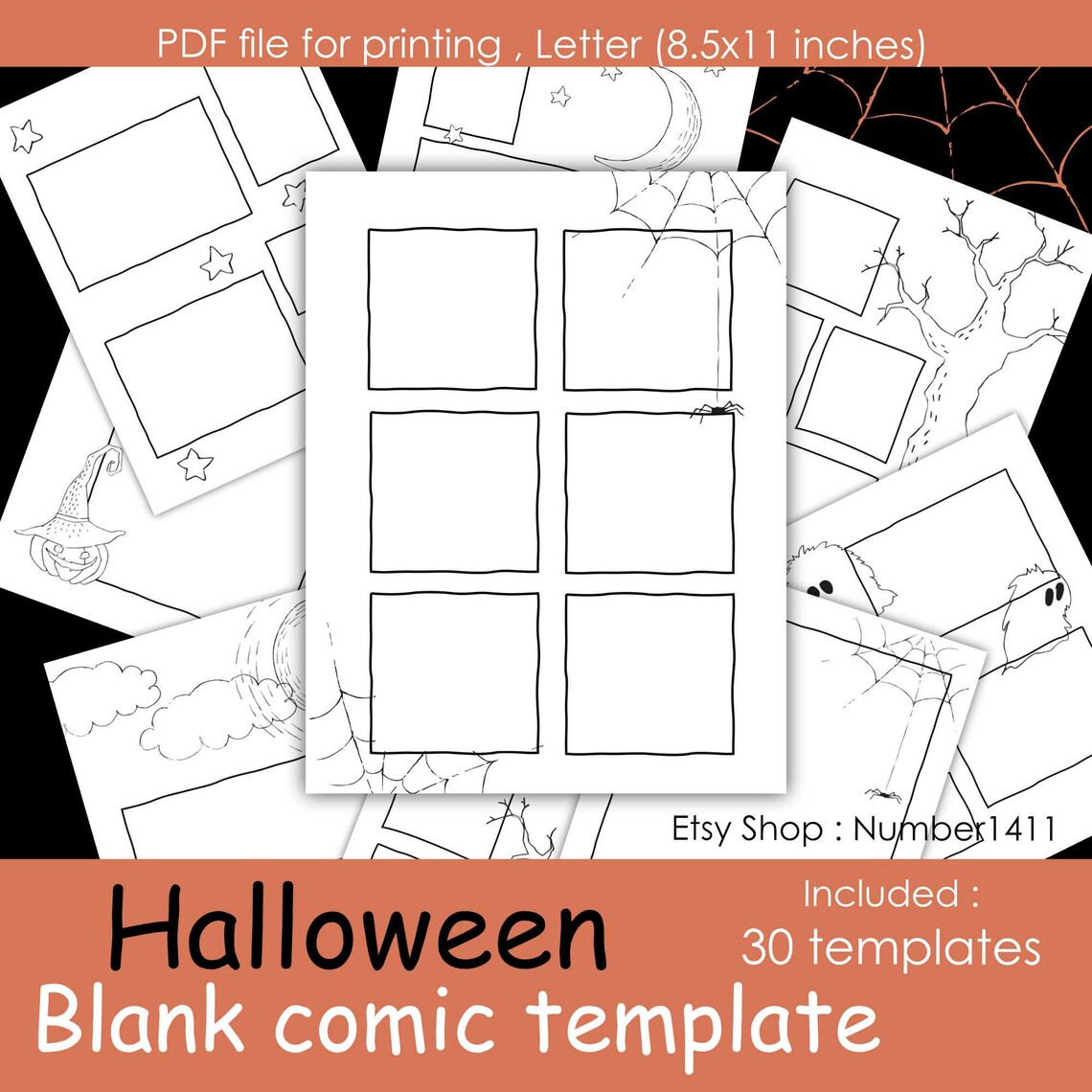Halloween, Blank Comic Template, Cartoon Template, Comic Strip, Comic ...