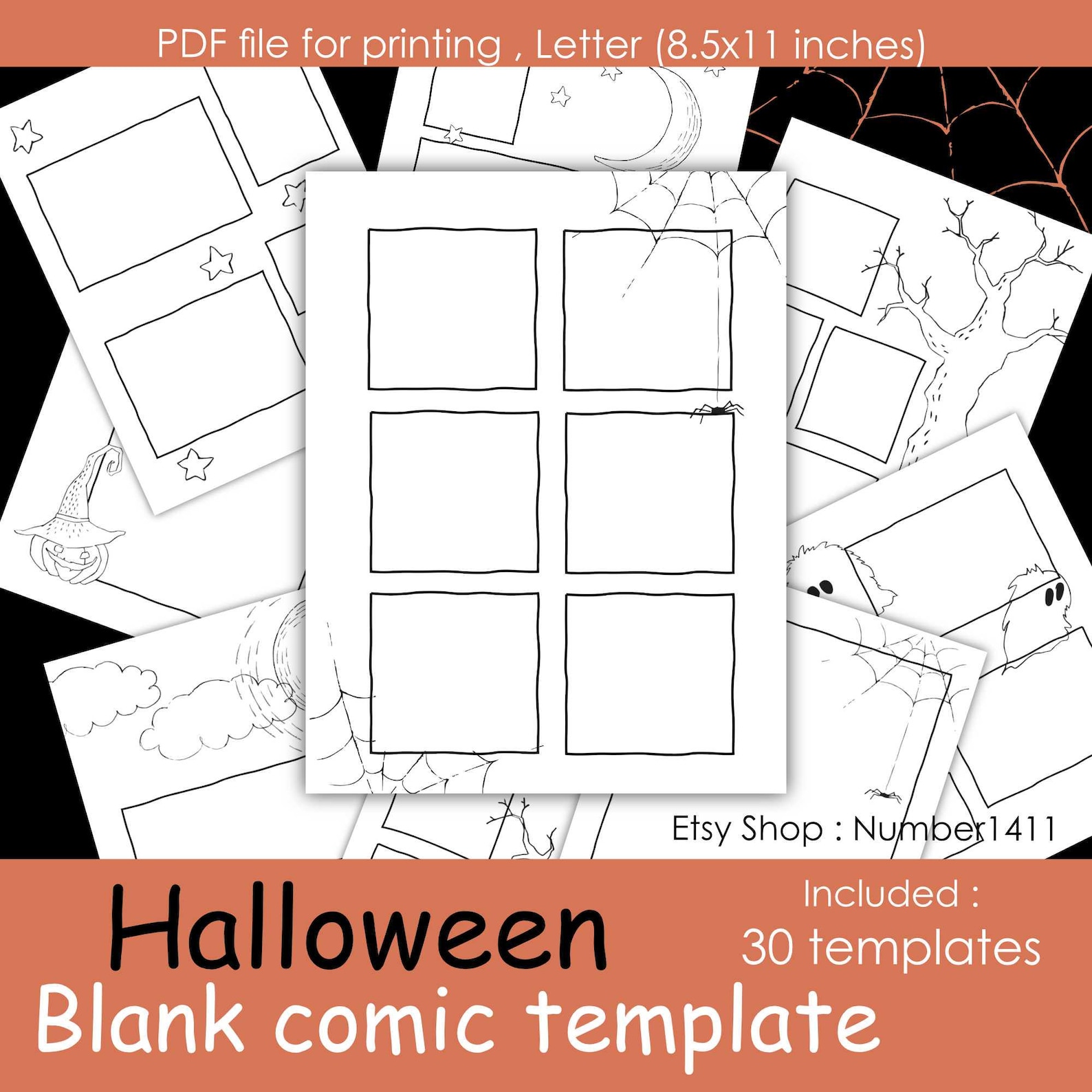 Halloween, Blank Comic Template, Cartoon Template, Comic Strip, Comic ...