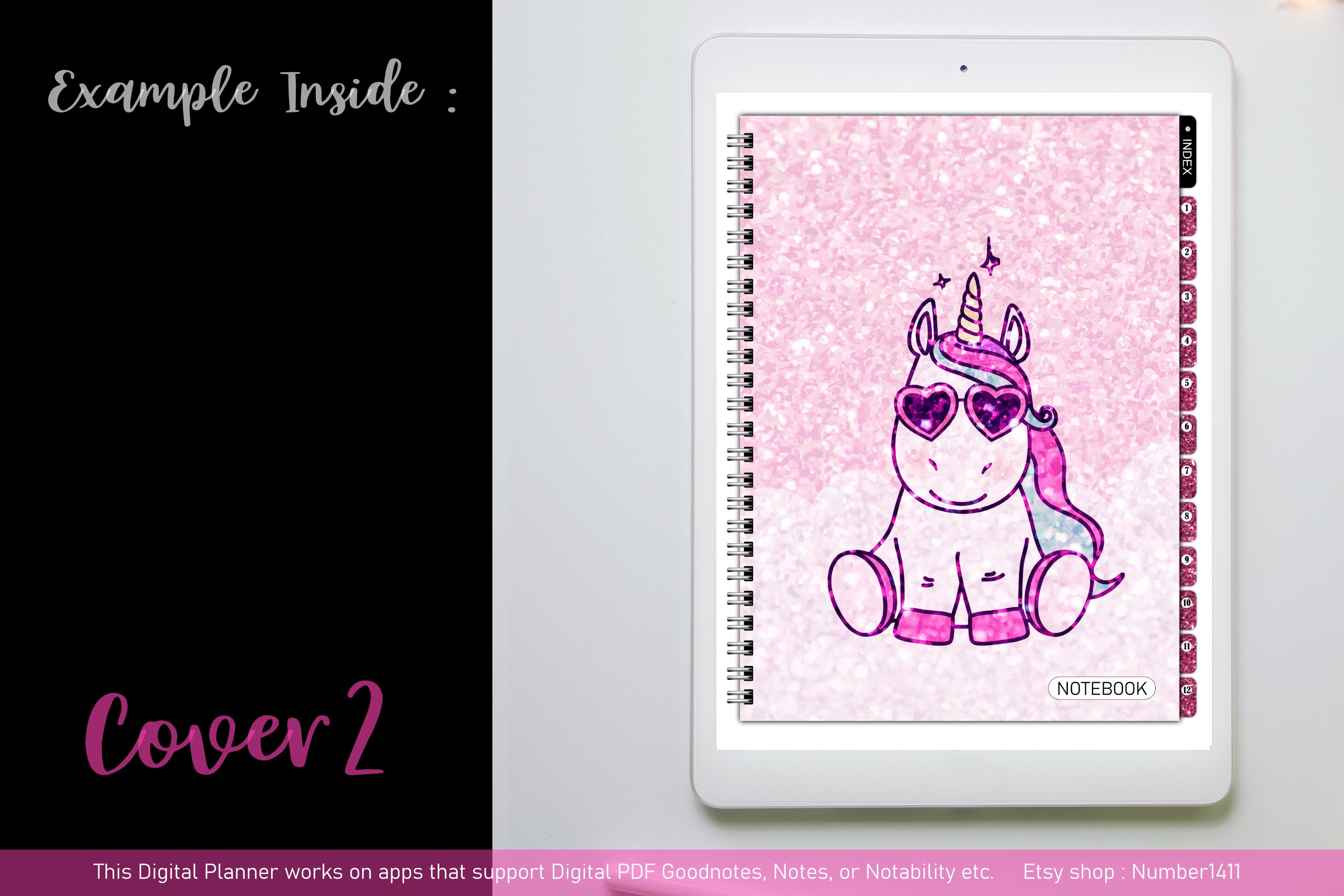 Unicorn Digital Notebook With Tabs Notes or Sketching - Etsy