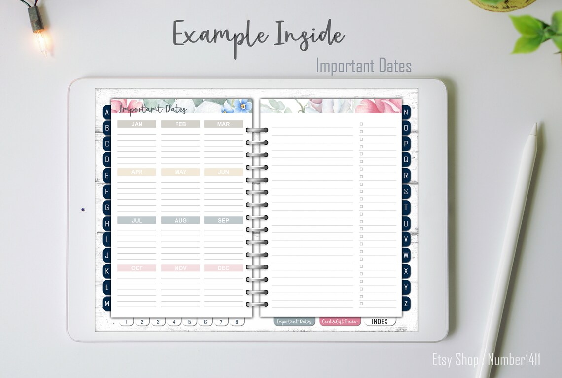 Address Book, Digital Notebook With Tabs Goodnotes, Phone Address Book ...