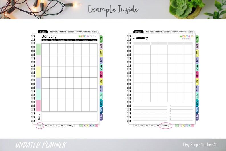 Undated Digital Planner for Lesson Planning, Homeschool Planner, Weekly ...