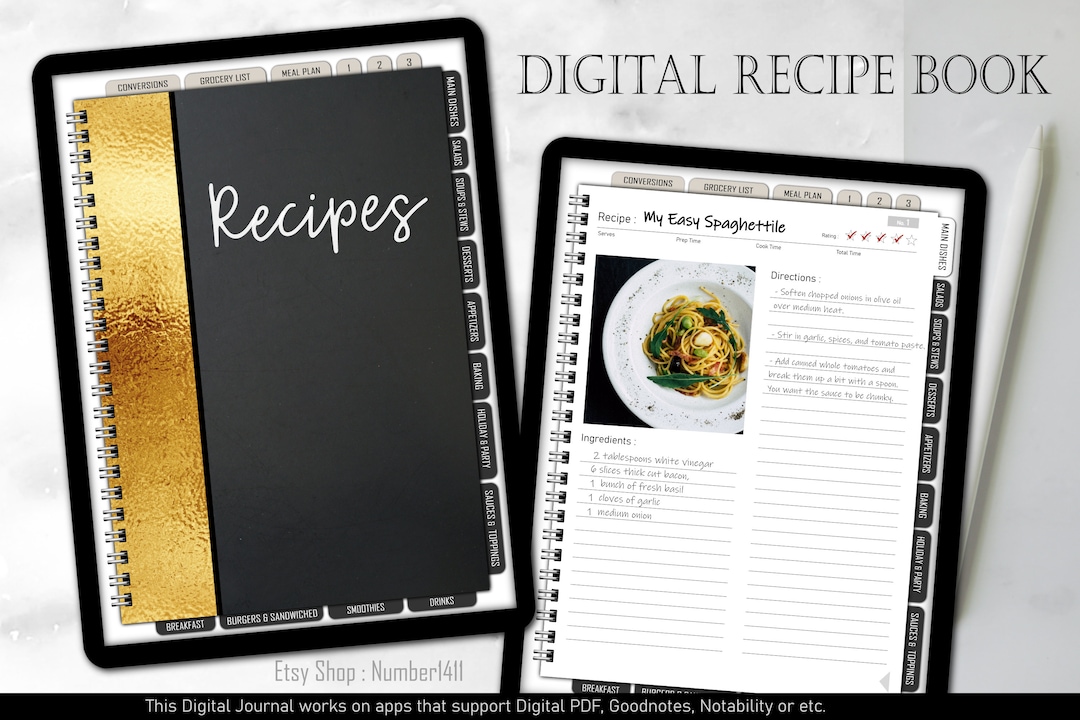Blank Digital Cookbook, Blank Recipe Book, Digital Recipe Book ...