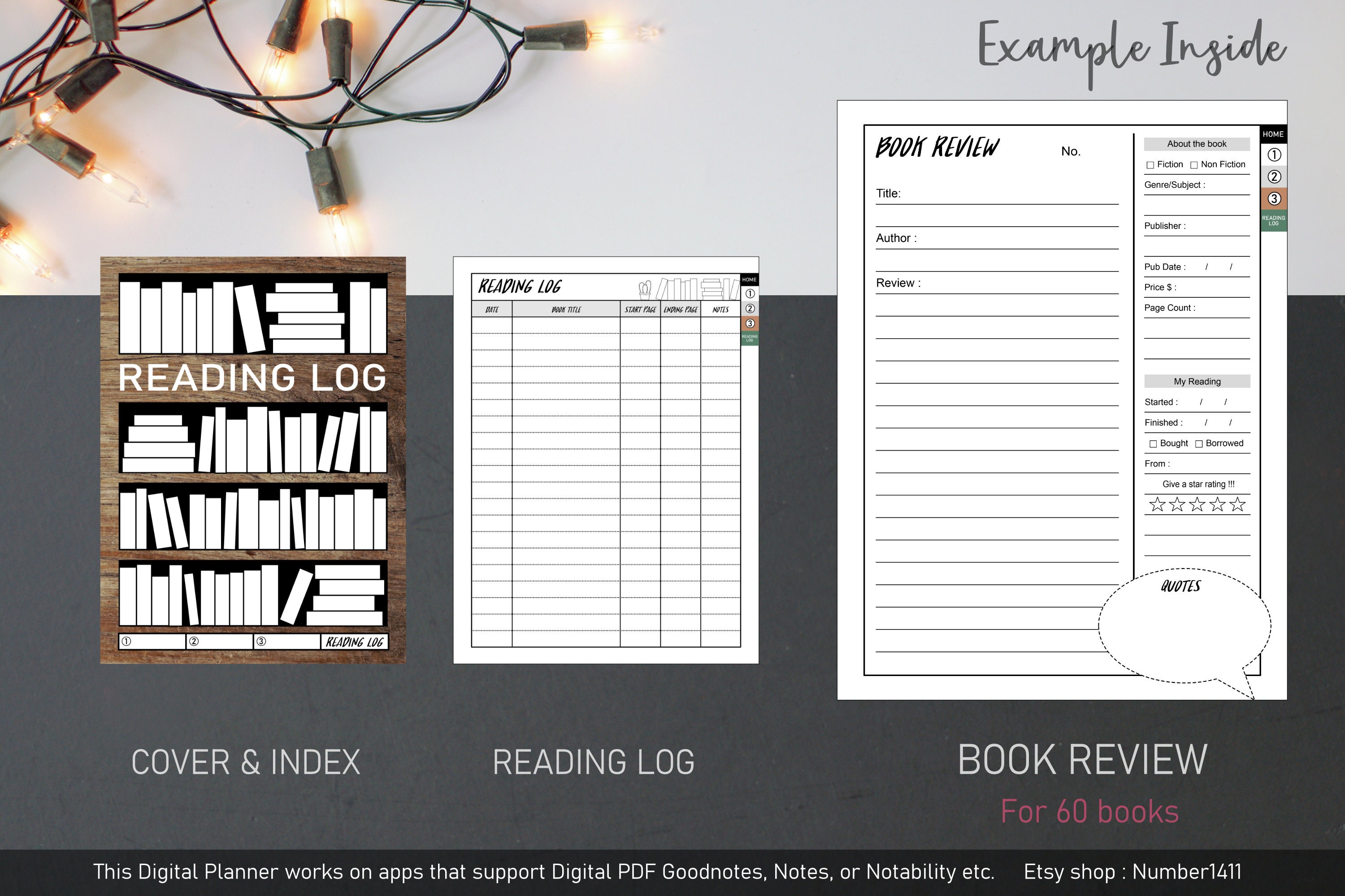 Digital Reading Log, Reading Tracker, Bookshelf , Digital Reading ...