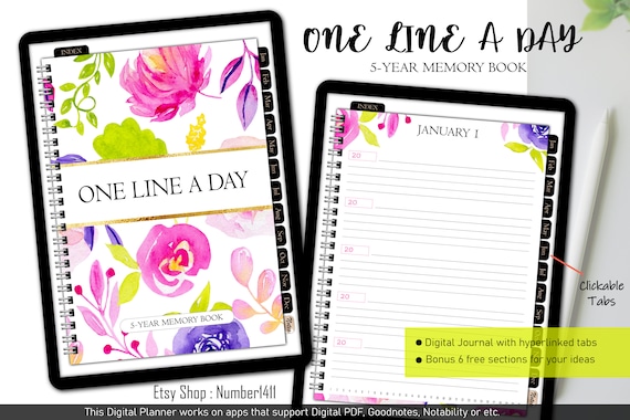 One Line a Day 5-year Memory Book Digital Diary Journal for - Etsy