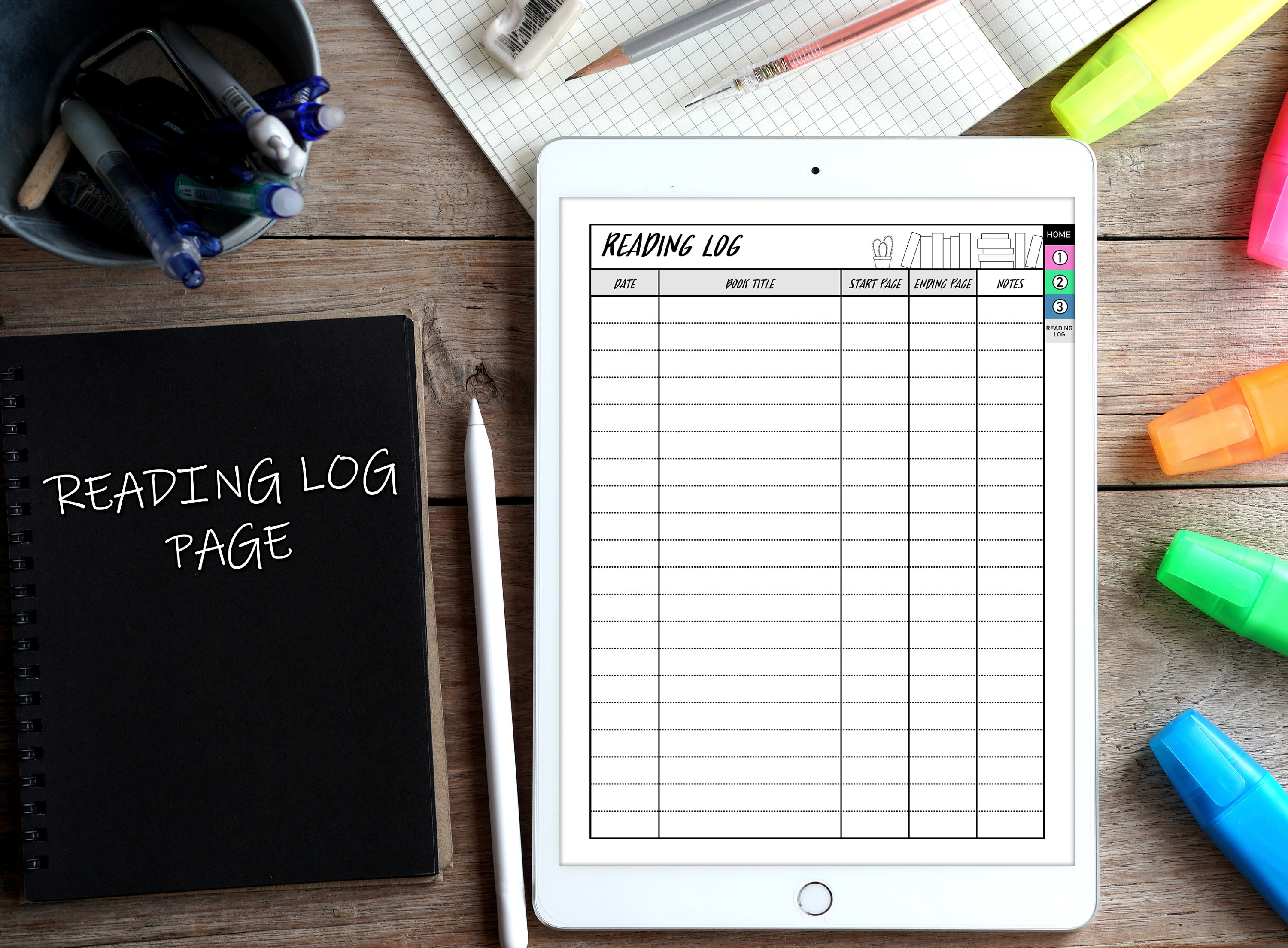 Reading Log Bookshelf Digital Journal/ Notebook for Goodnotes | Etsy