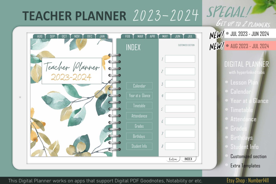 Teacher Digital Planner, Teacher Planner 2023-2024, Personalized ...