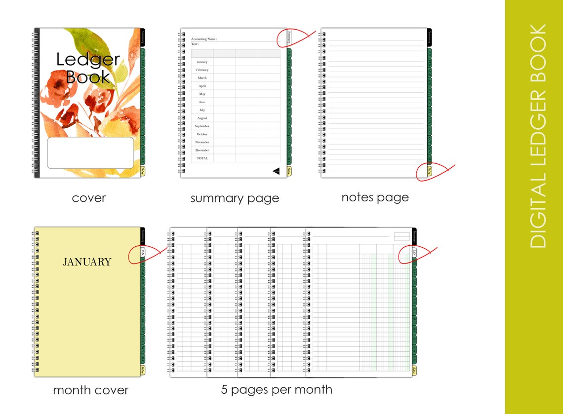 Digital Ledger Book , Accounting Ledger Book, Digital Planner for ...