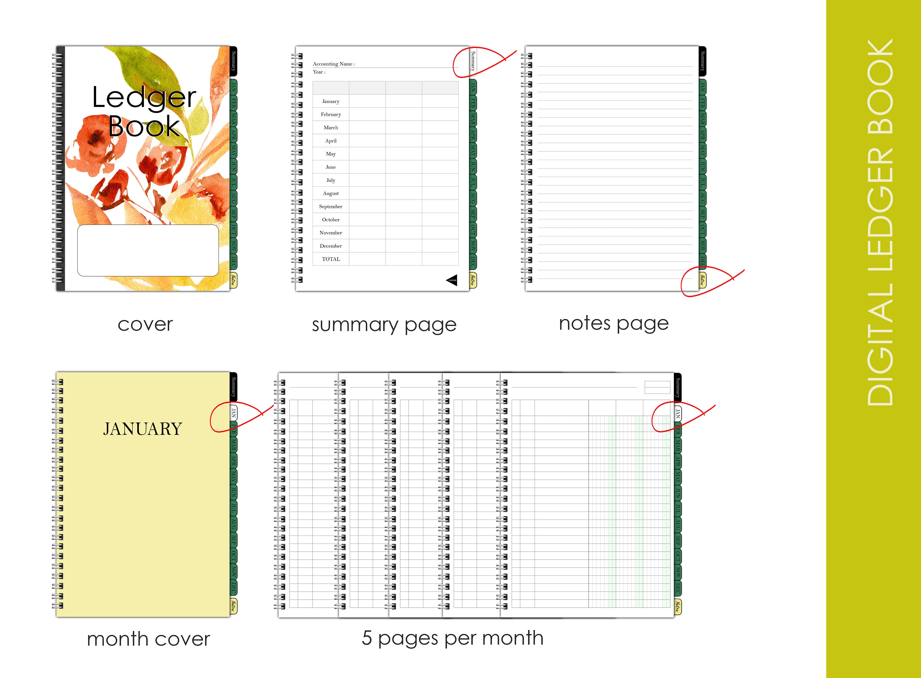 Digital Ledger Book , Accounting Ledger Book, Digital Planner for ...