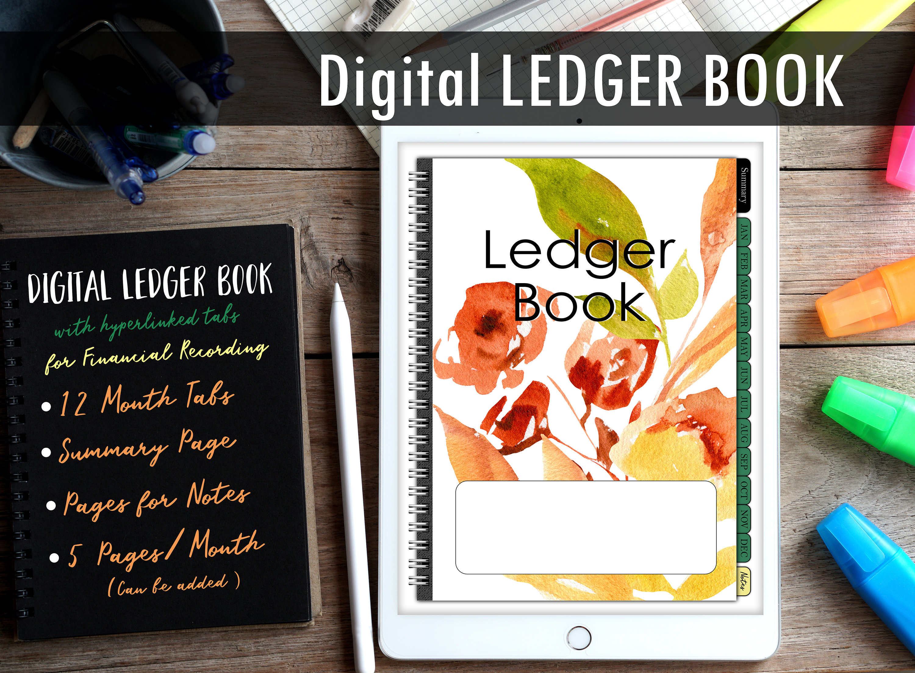 Digital Ledger Book , Accounting Ledger Book, Digital Planner for ...
