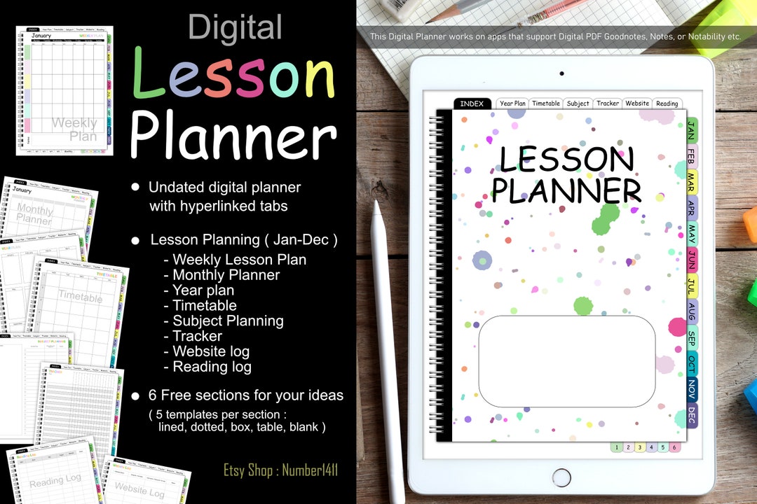 Undated Digital Planner for Lesson Planning, Homeschool Planner, Weekly ...