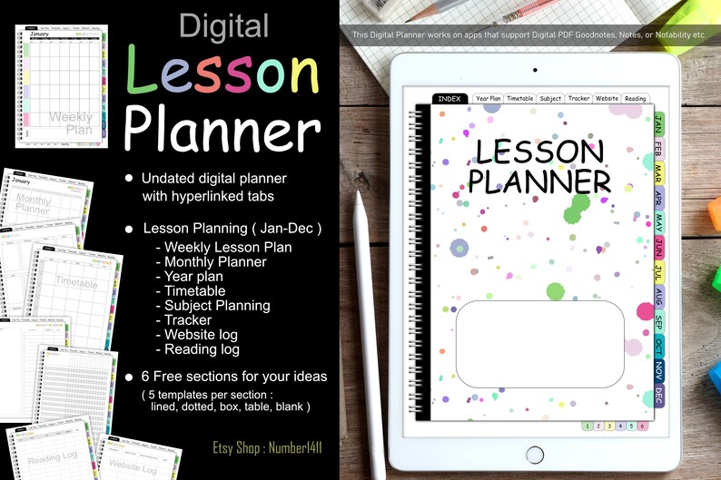 Undated Digital Planner for Lesson Planning, Homeschool Planner, Weekly ...