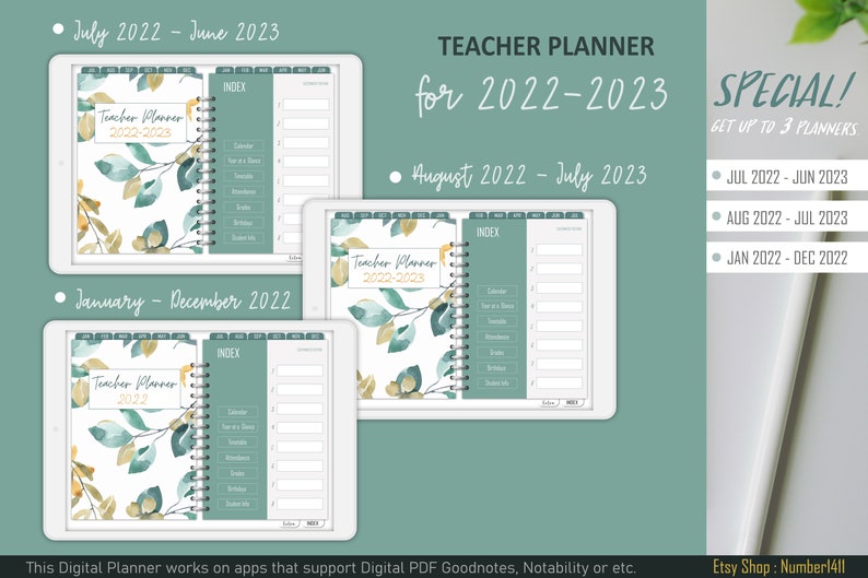 Teacher Digital Planner Teacher Planner 2022-2023 - Etsy