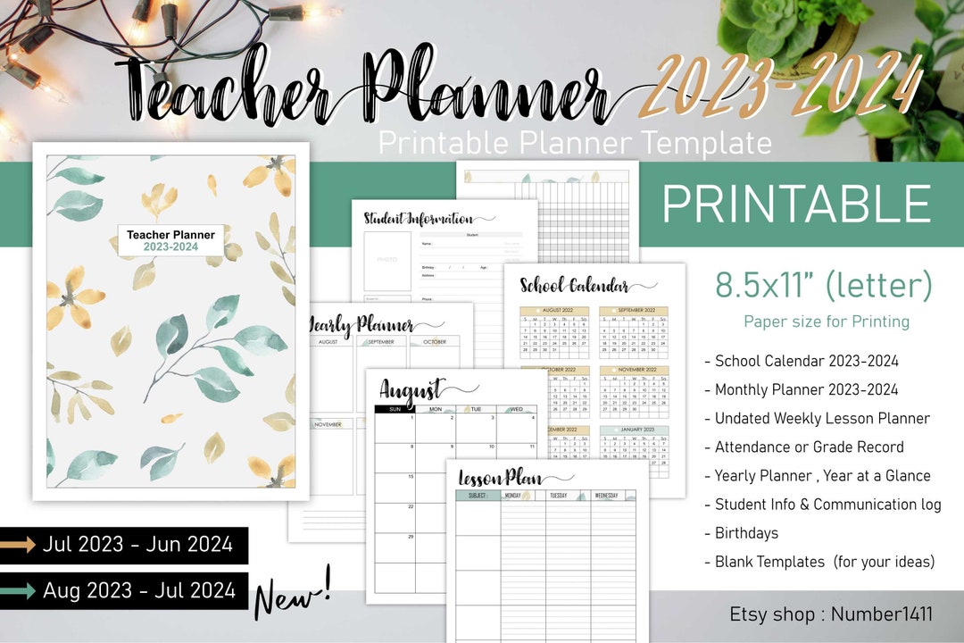 Printable Teacher Planner 2023-2024, Teacher Planner Template, Academic ...