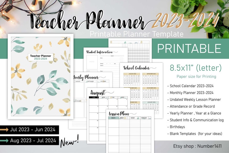 Printable Teacher Planner 2023-2024, Teacher Planner Template, Academic ...