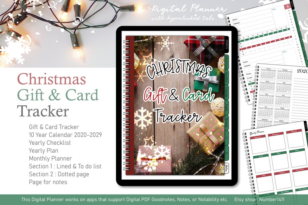 Christmas Digital Planner, Christmas Card & Gift Tracker : Address Book ...