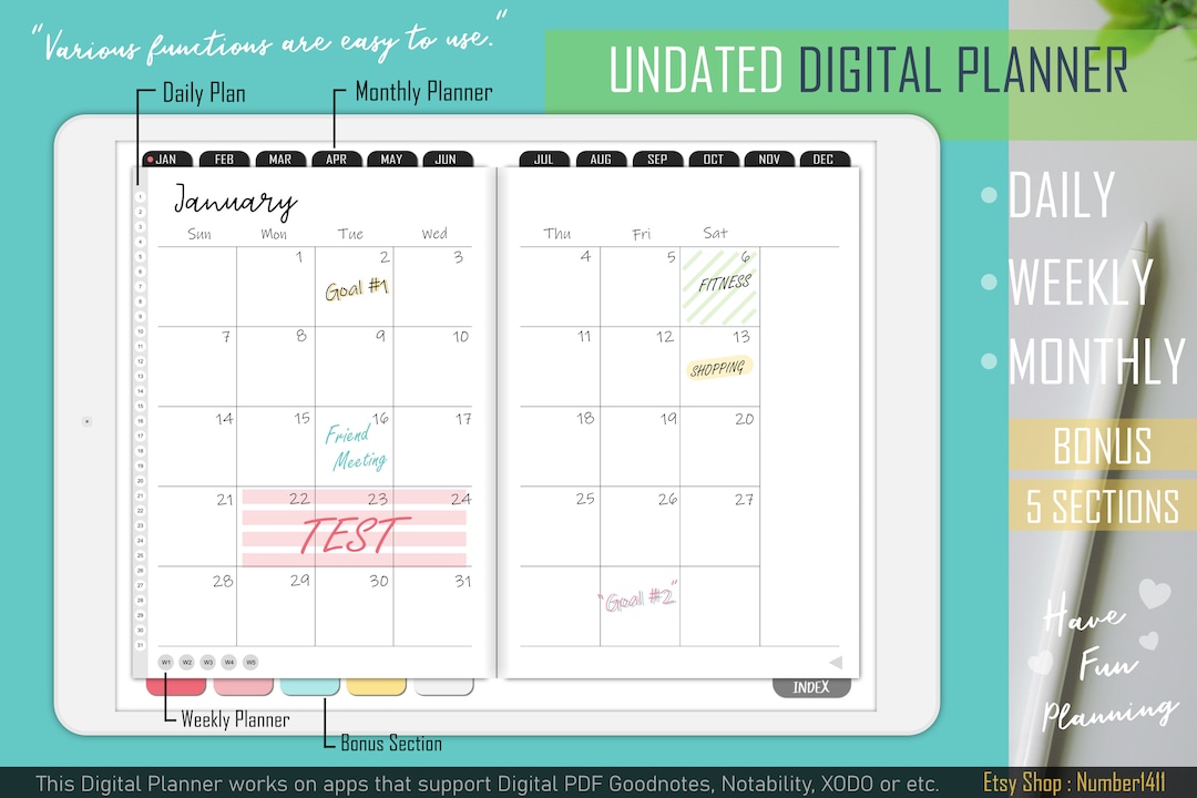 Simple Digital Planner, Undated Planner, Easy to Use, for Daily L ...