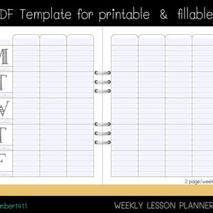 Lesson Plan Template, Weekly Lesson Planner, Printable Planner ...