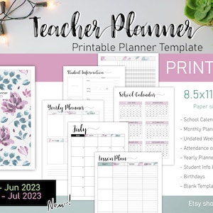 Printable Teacher Planner 2022-2023, Teacher Planner Template, Academic ...