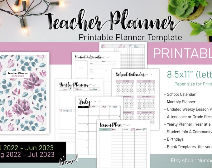 Printable Teacher Planner 2022-2023 Teacher Planner Template - Etsy