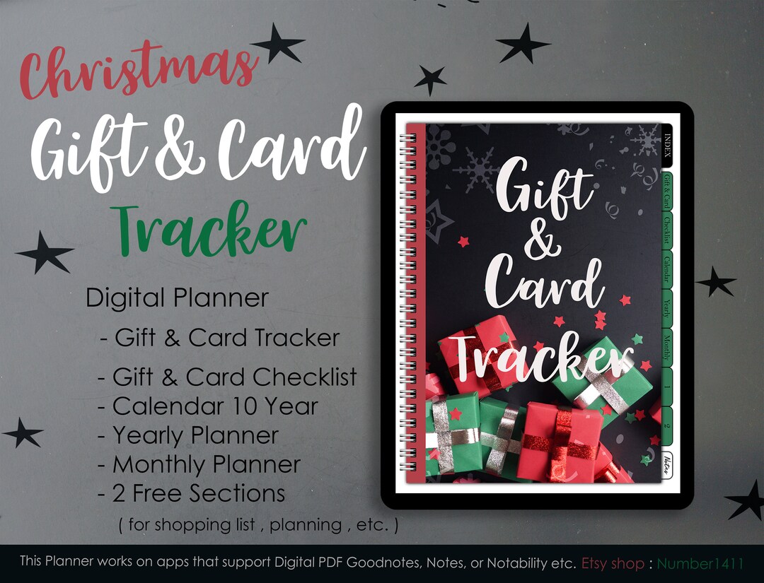 Christmas Card & Gift Tracker, Calendar 10 Year (2020-2029), Christmas ...