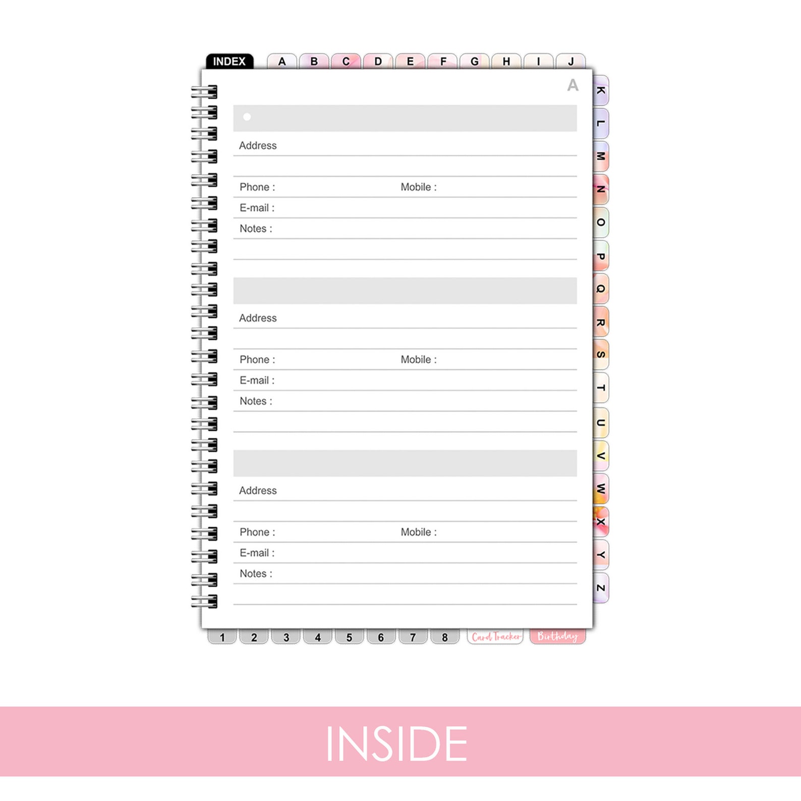 Digital Address Book, Floral Address Book, Digital Notebook , Address ...