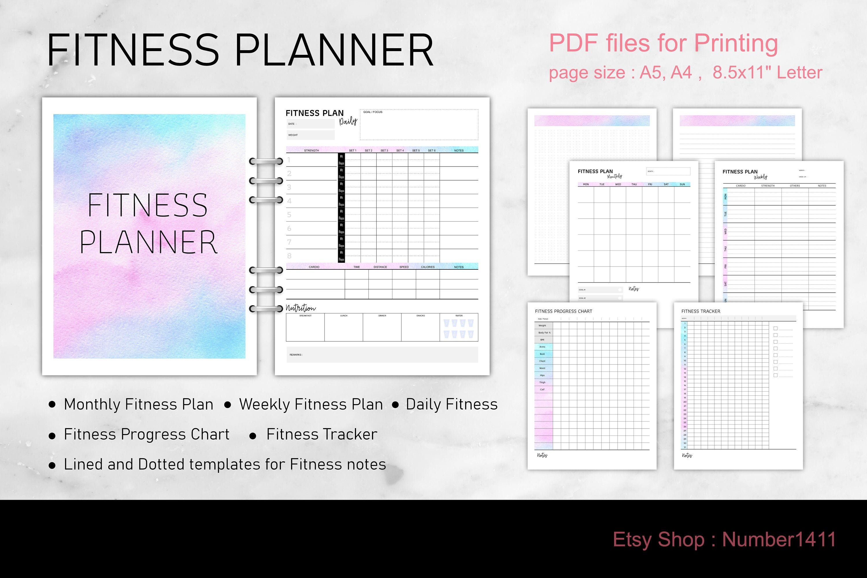Fitness Planner Printable, Fitness Log, Fitness Tracker, Exercise Log ...