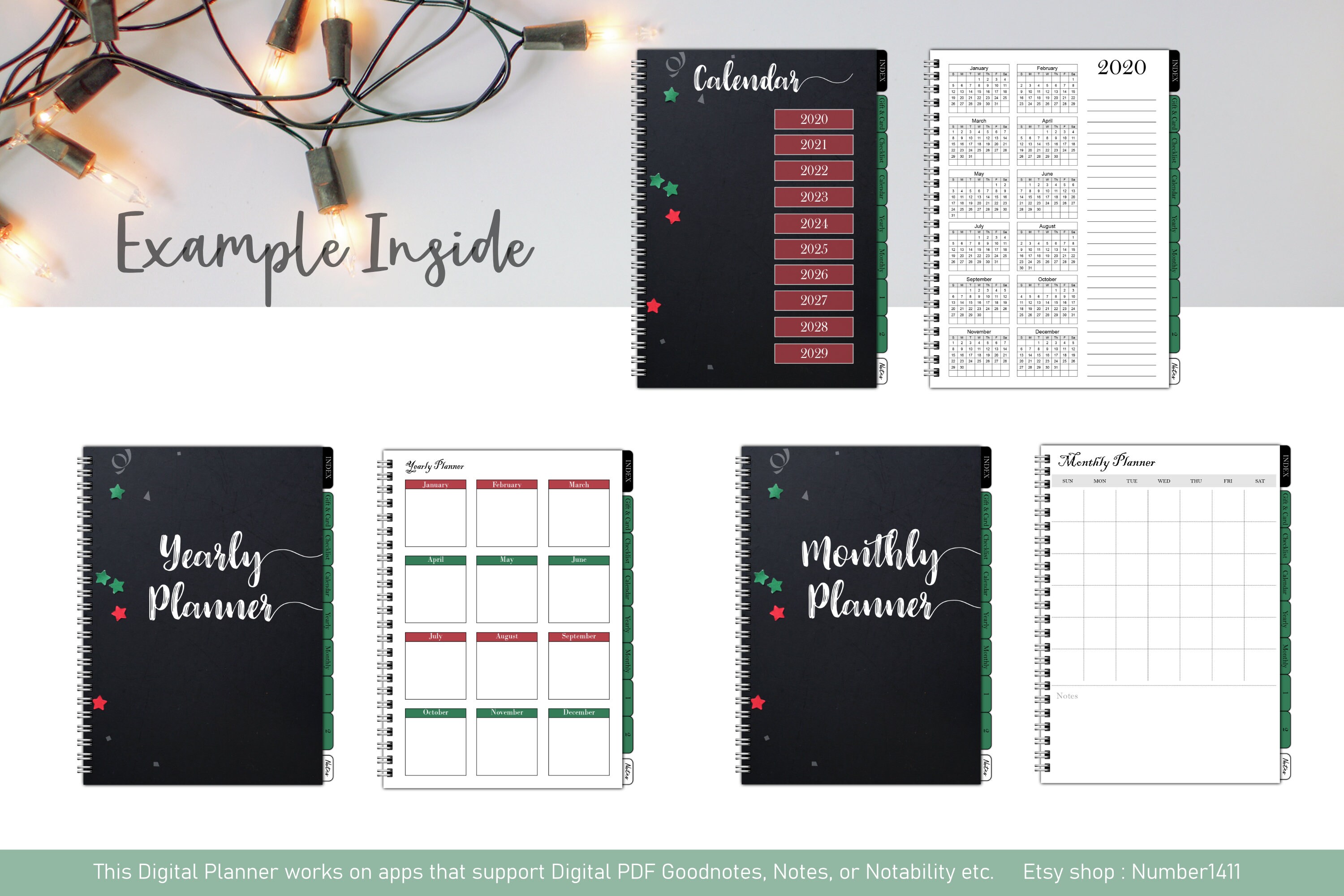 Christmas Digital Planner, Christmas Card & Gift Tracker : Address Book ...