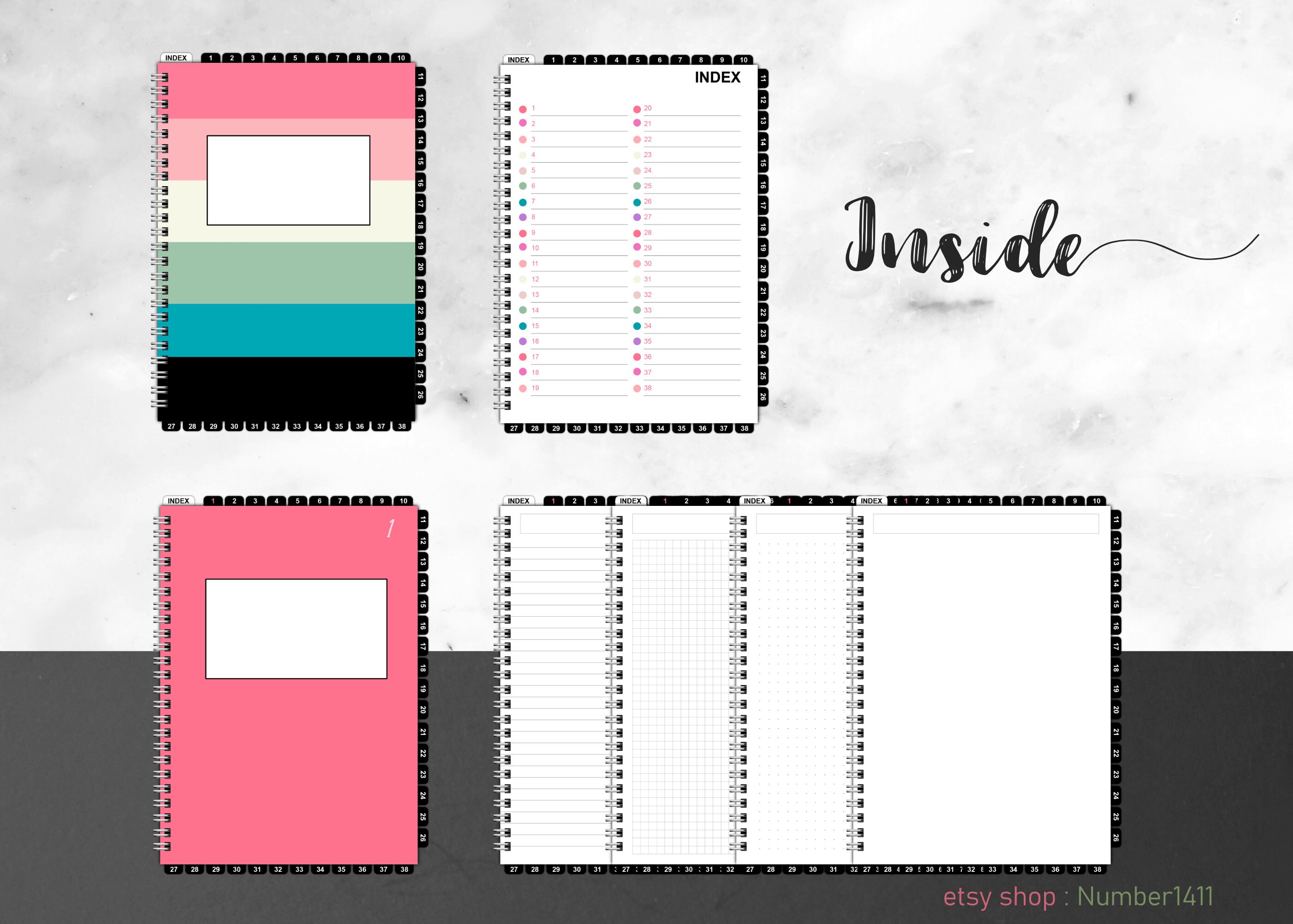 Colorful Digital Notebook With 38 Tabs : Planner Goodnotes, Writing ...
