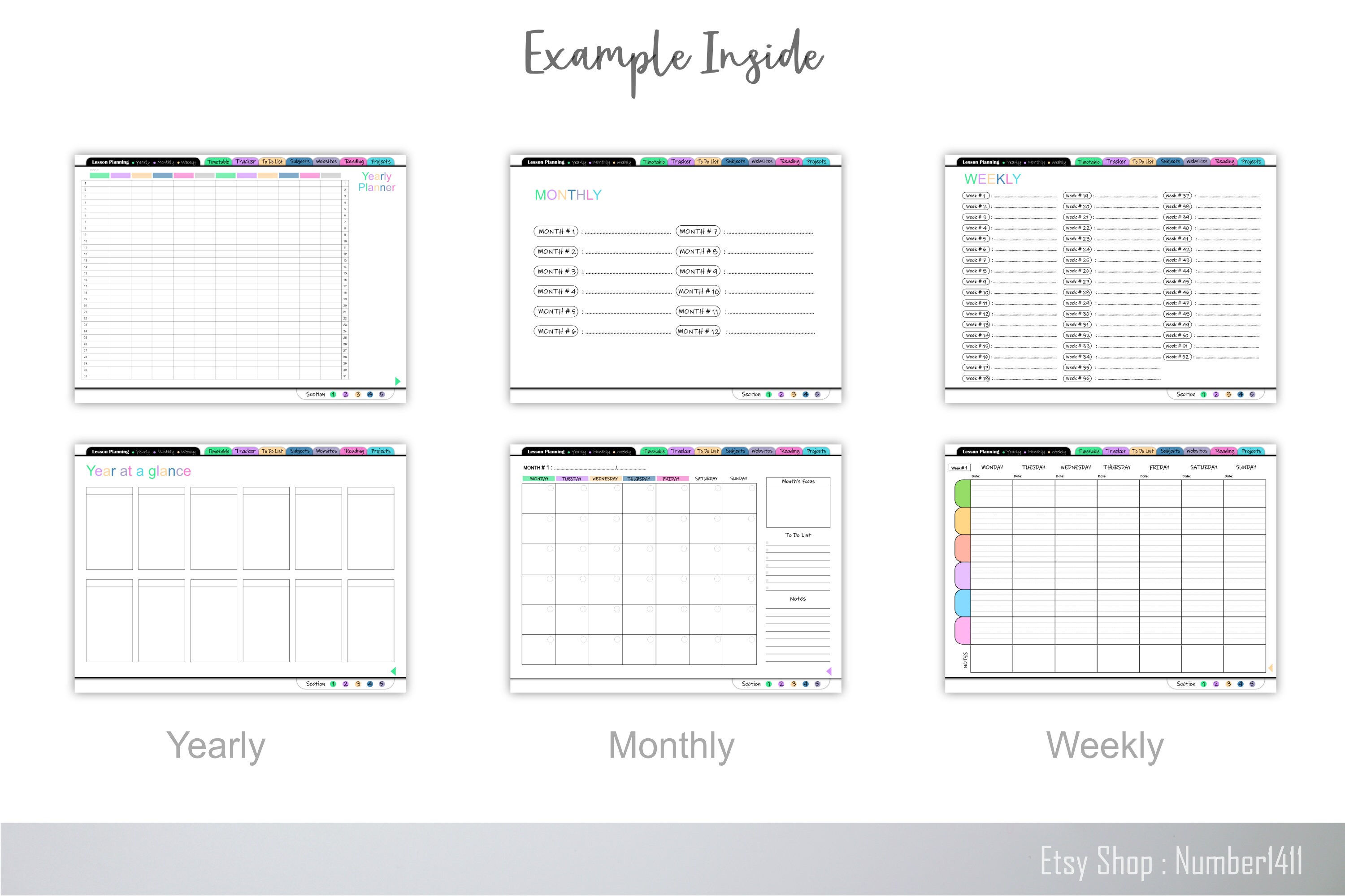 Digital lesson planner undated planner academic planner | Etsy