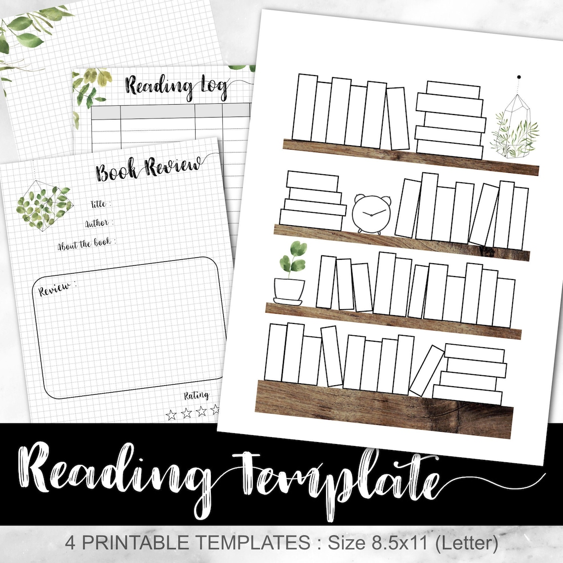 Printable Template, Bookshelf Log, Book Review, Reading Log, Notes Page ...