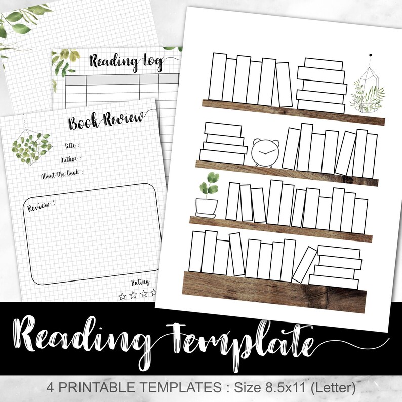 Printable Template, Bookshelf Log, Book Review, Reading Log, Notes Page ...