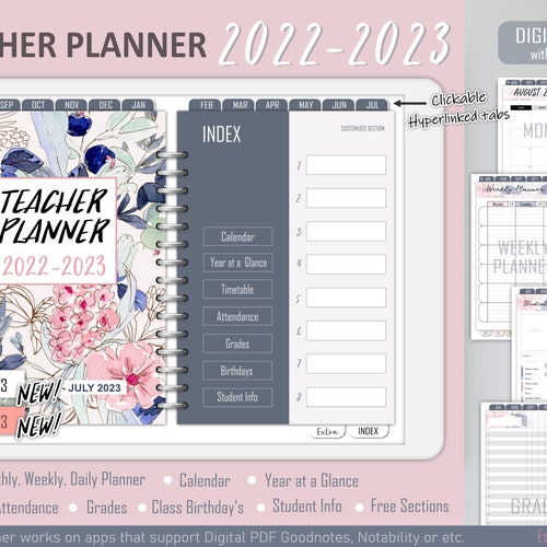 Teacher Digital Planner Teacher Planner 2022-2023 - Etsy