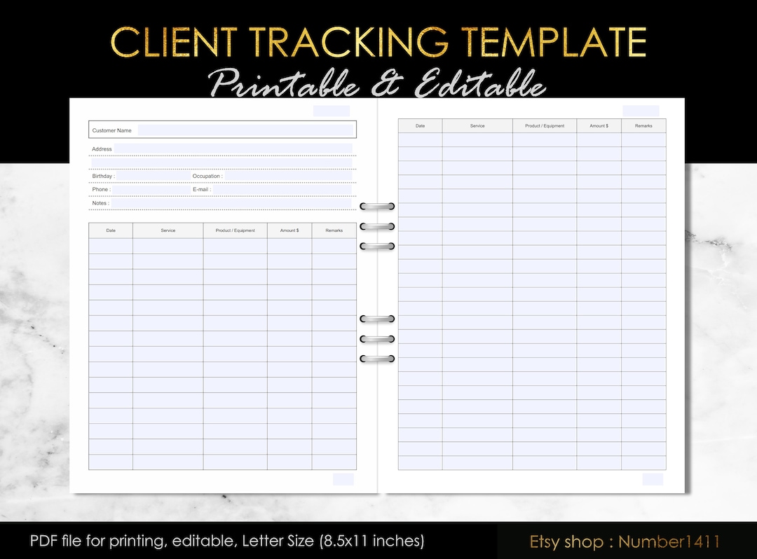 Printable Client Tracking, Client Log Page, Hairstylist Client Data ...