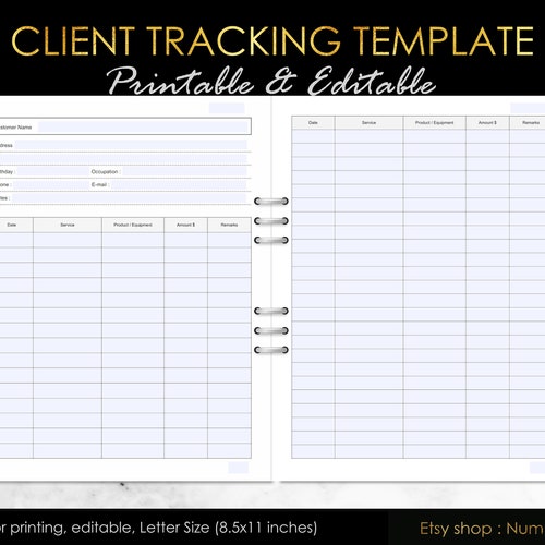 Printable Client Tracking Client Log Page Hairstylist Client - Etsy