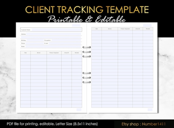Printable Client Tracking Client Log Page Hairstylist Client | Etsy