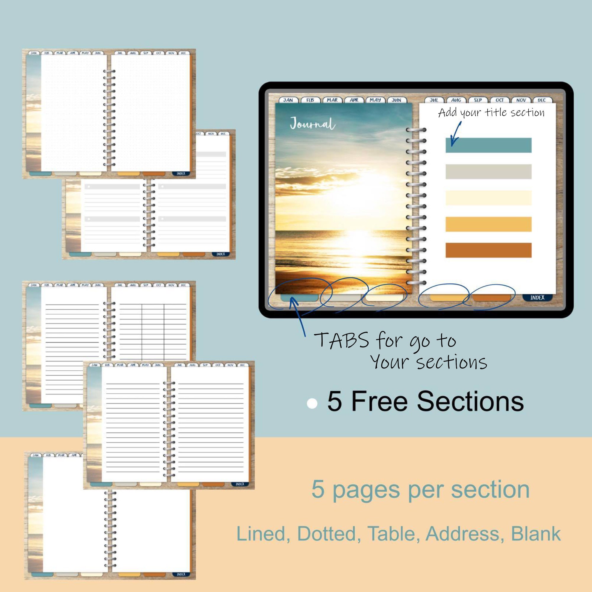 Monthly Planner (sunrise Beach Cover) for Goodnotes (travel Journal ...