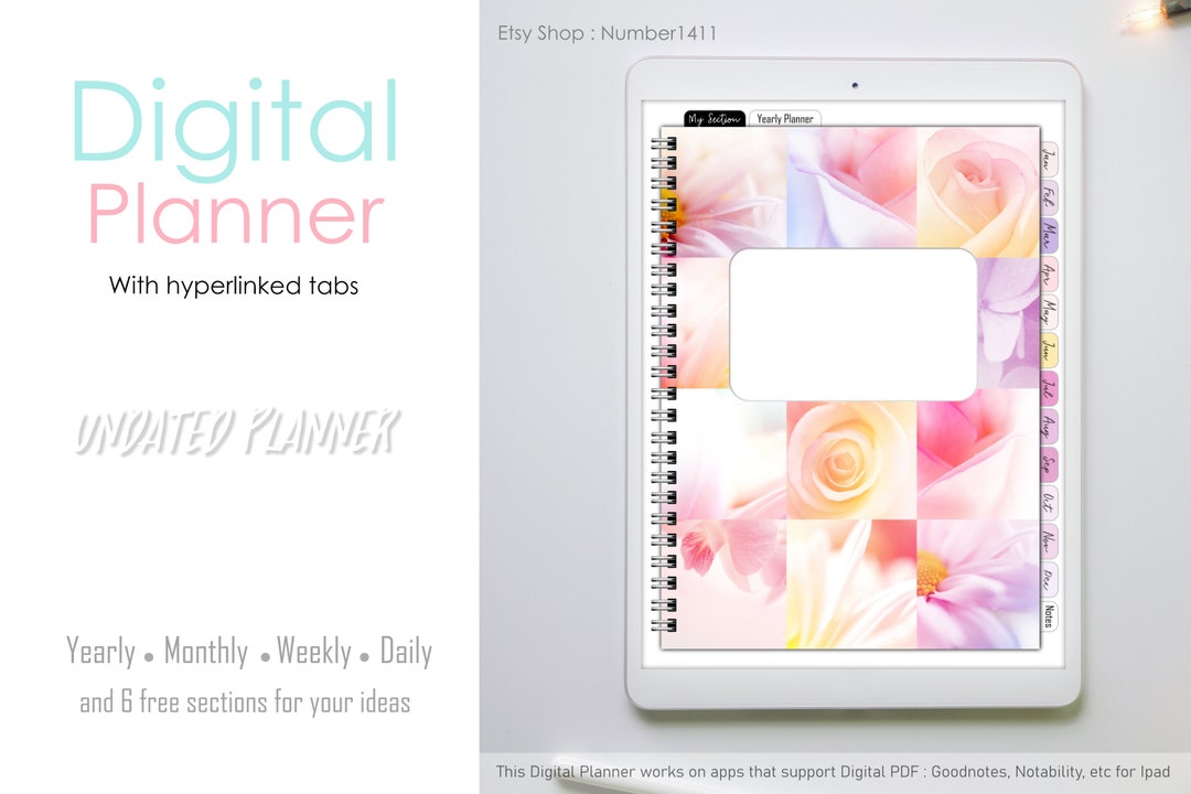 Undated Digital Planner for Ipad, Goodnotes , Notability : Organizer ...
