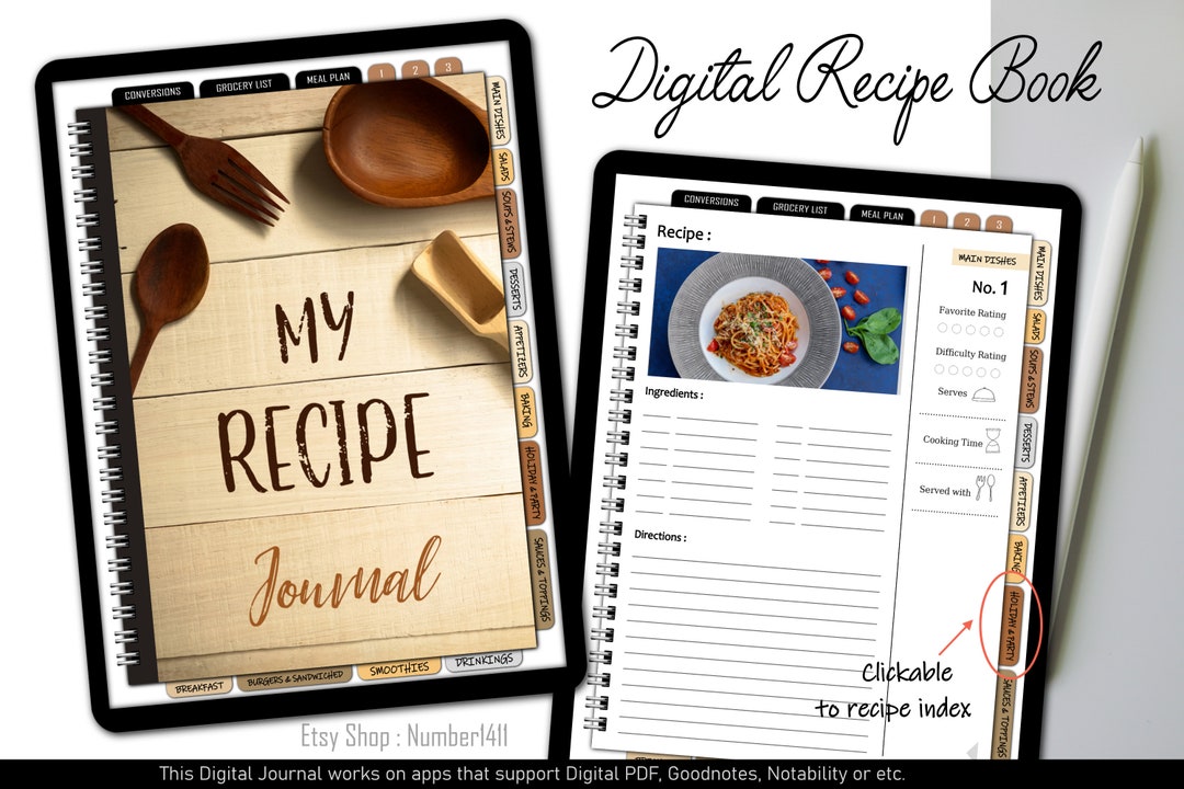 Personalized Recipe Book, Digital Recipe Book, Blank Recipe Book ...