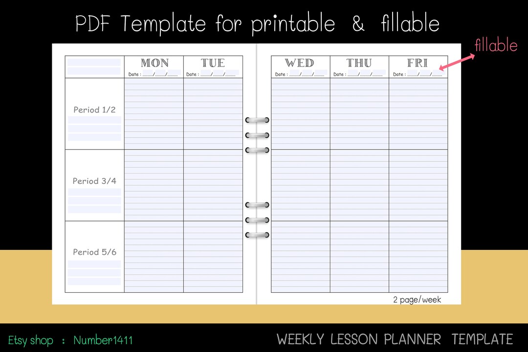 Weekly Lesson Plan Template, Printable Teacher Planner, Homeschool ...