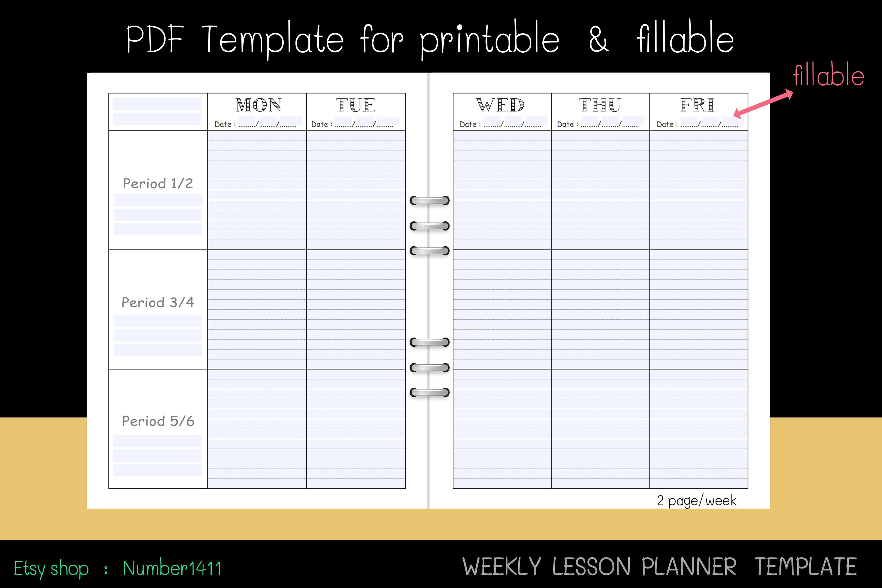 Weekly Lesson Plan Template, Printable Teacher Planner, Homeschool ...