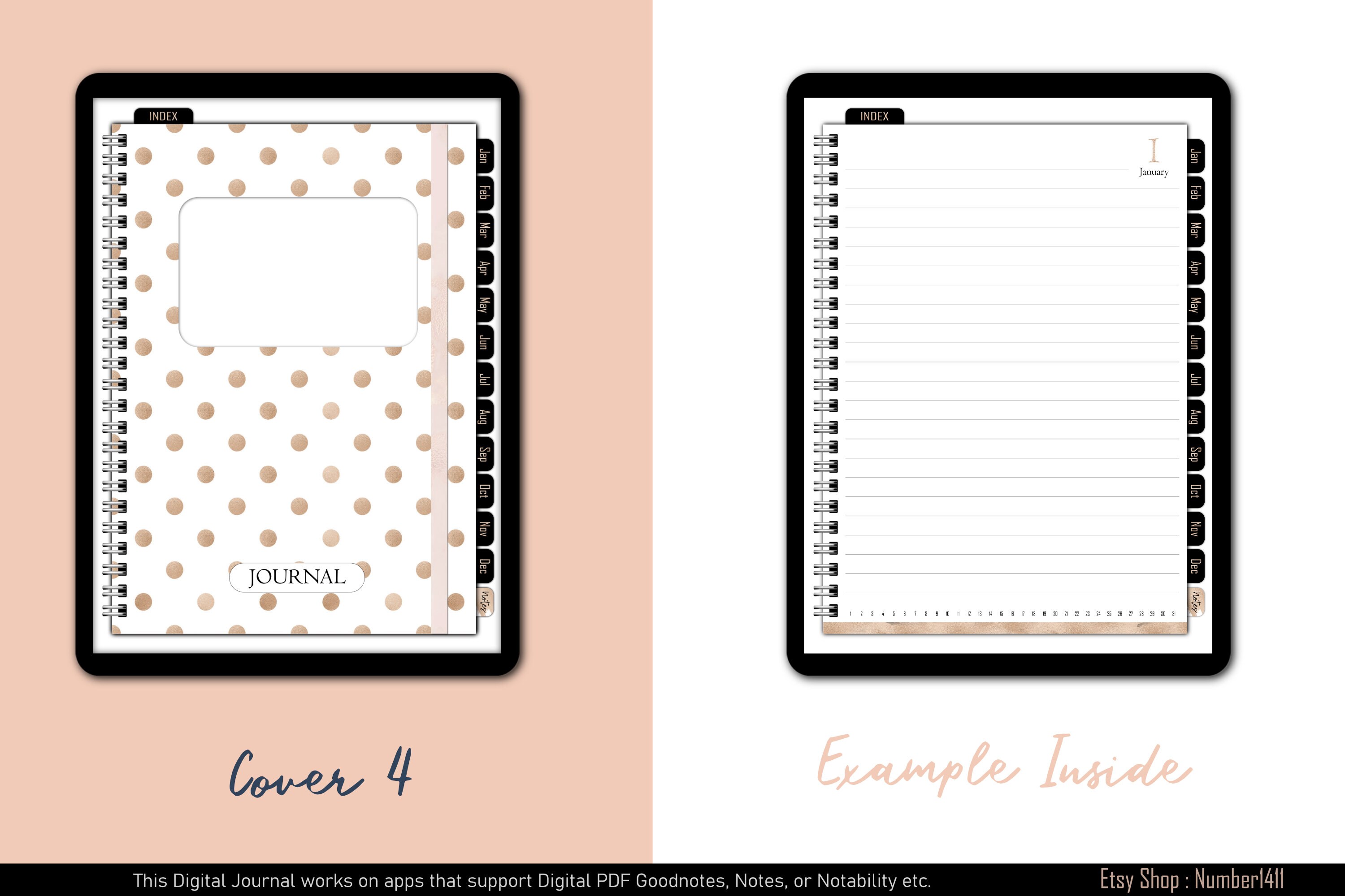Digital diary journal digital notebook with tabs digital | Etsy