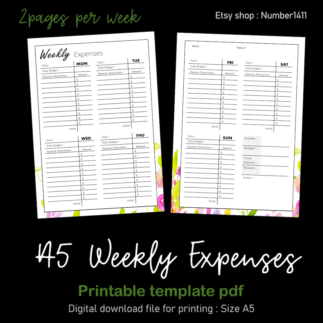 Printable Weekly Expense Tracker, Printable Finance, Bill Tracker ...