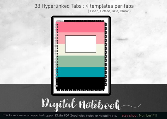 Colorful digital notebook with 38 tabs : Planner Goodnotes | Etsy