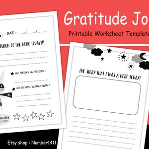 Gratitude Journal for Kids, Printable Worksheet Templates, Kindness ...