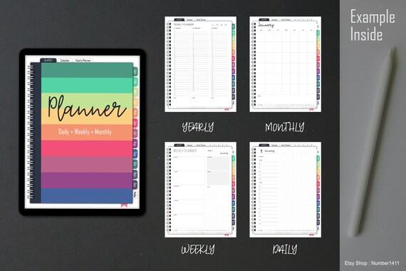 Calendars & Planners Paper Paper & Party Supplies Rainbow digital ...