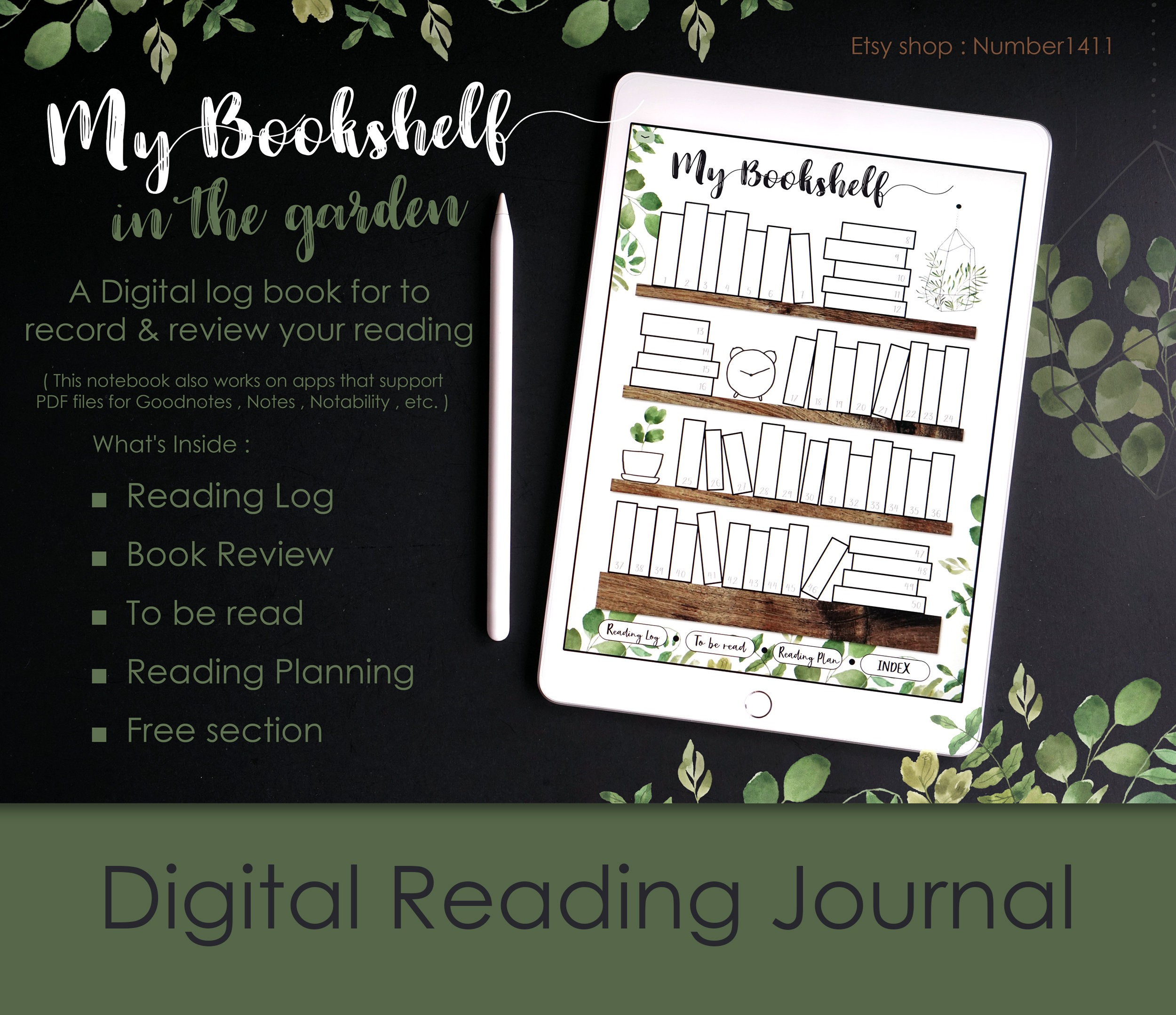 Digital Reading Log, Reading Journal, Digital Planner Goodnotes ...
