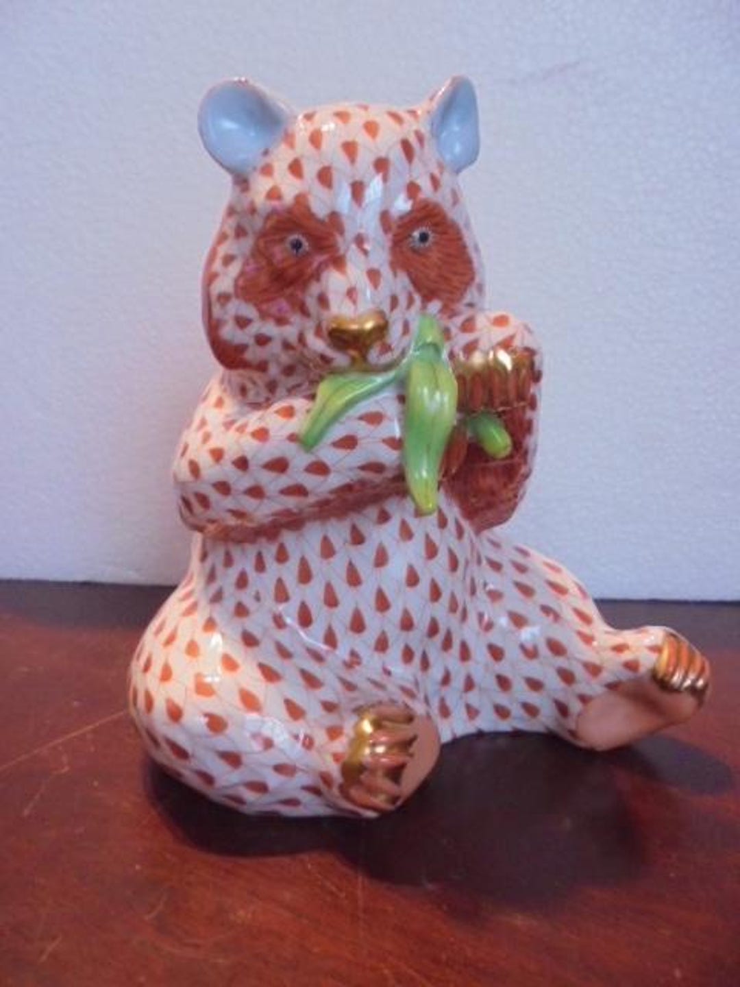 HEREND Blue Fishnet PANDA Eating Bamboo Figurine No. 15348, 5" Tall - Etsy