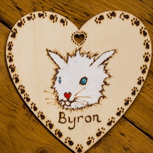 Custom Personalised Rabbit Heart Shaped Wooden Hanging Ornament - Etsy